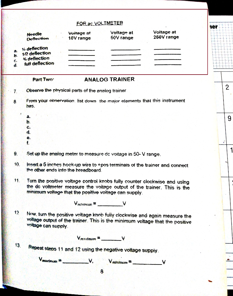 Experiment 1 ANALOG INSTRUMENTS: FAMILIARIZATION AND | Chegg.com