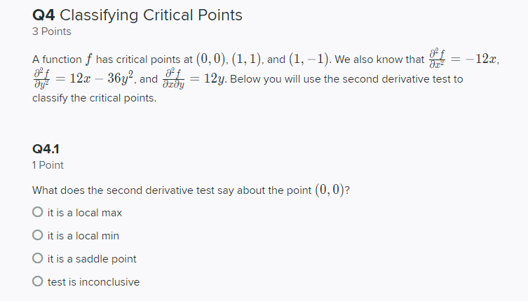 Solved Q4 Classifying Critical Points 3 Points af A function | Chegg.com