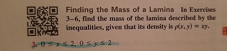 Solved Finding the Mass of a Lamina in Exercises 3-6, find | Chegg.com