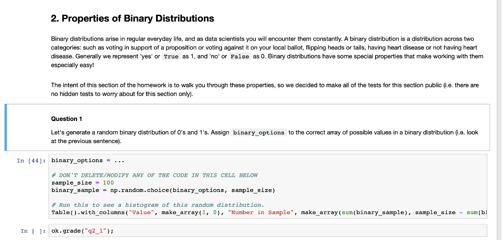 2. Properties of Binary Distributions Binary | Chegg.com