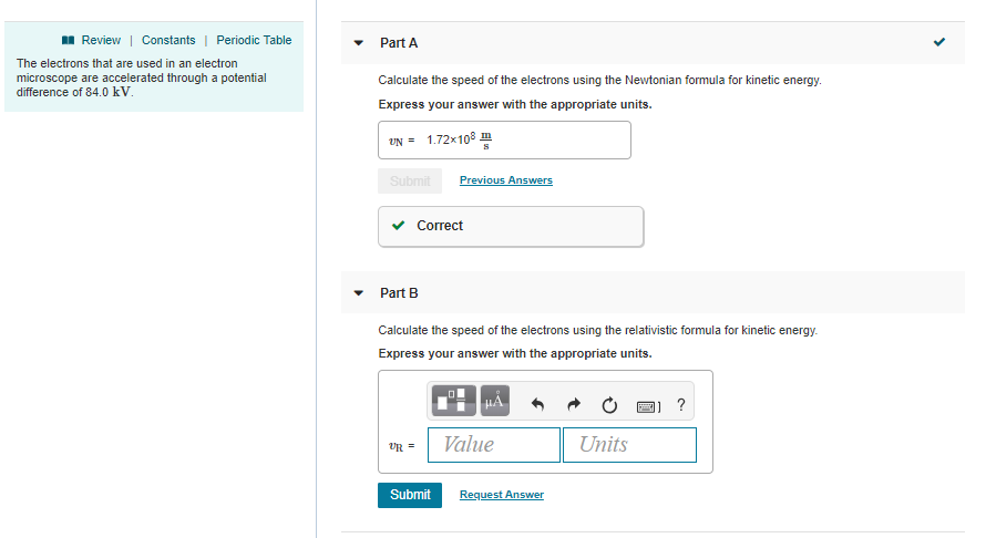 Solved Calculate the speed of the electrons using the | Chegg.com