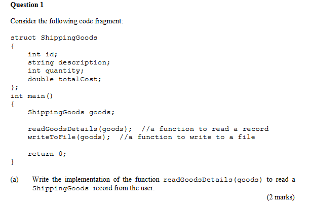 Solved Question 1 Consider the following code fragment: | Chegg.com