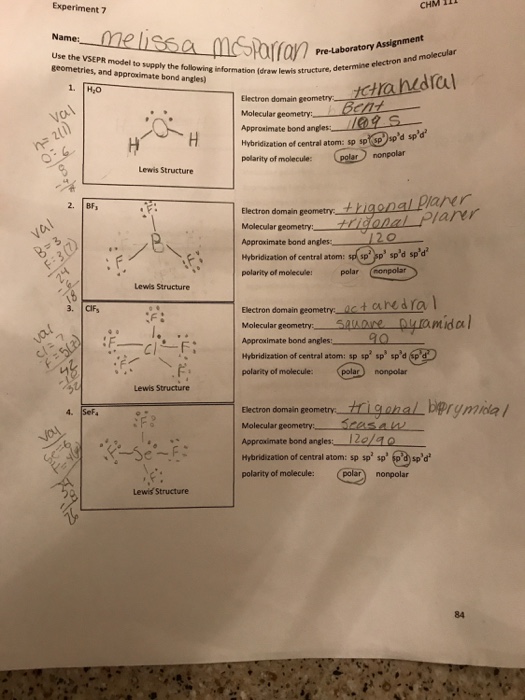 Solved Experiment 7 Lewis Structure Lewis Structure Lewis | Chegg.com