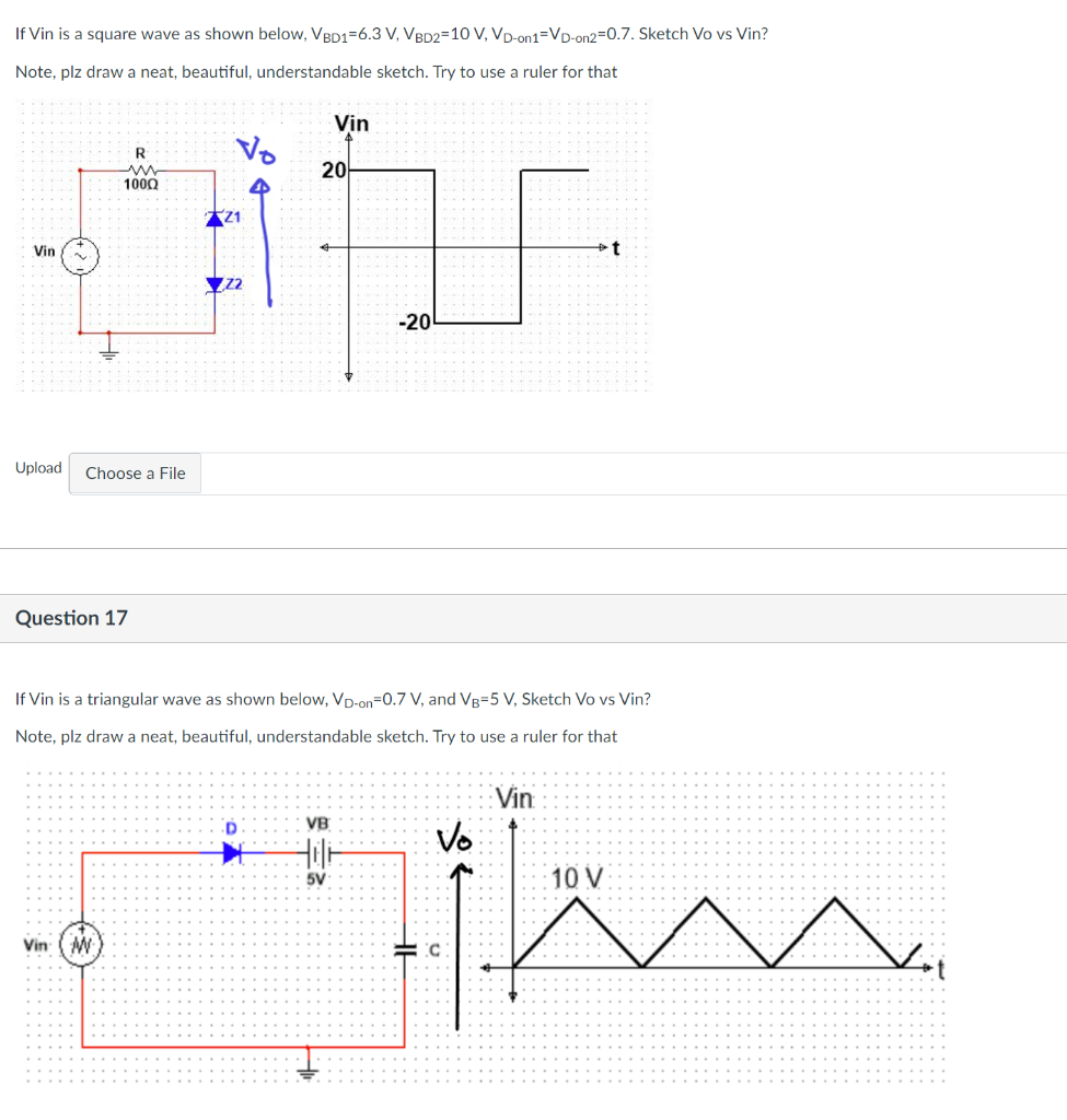 Solved If Vin is a square wave as shown below, VBD1=6.3 V, | Chegg.com