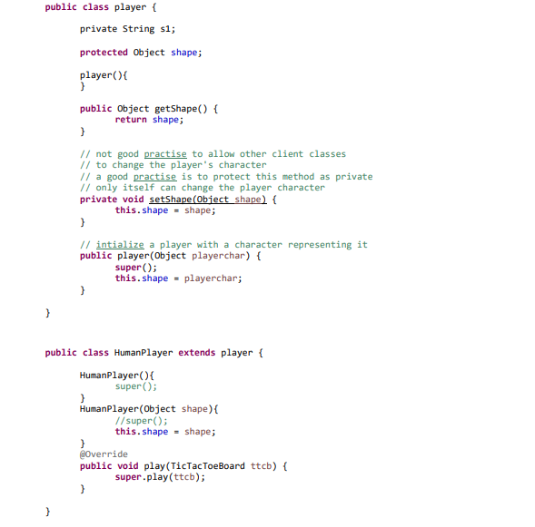 Solved Question 1: Did HumanPlayer inherit all of player’s | Chegg.com