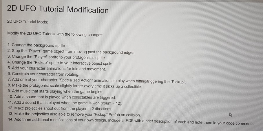 2D UFO Tutorial Modification 2D UFO Tutorial Mods: | Chegg.com
