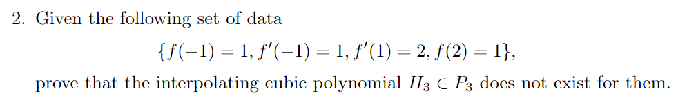 Solved 2. Given the following set of data | Chegg.com