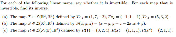 Solved For each of the following linear maps, say whether it | Chegg.com