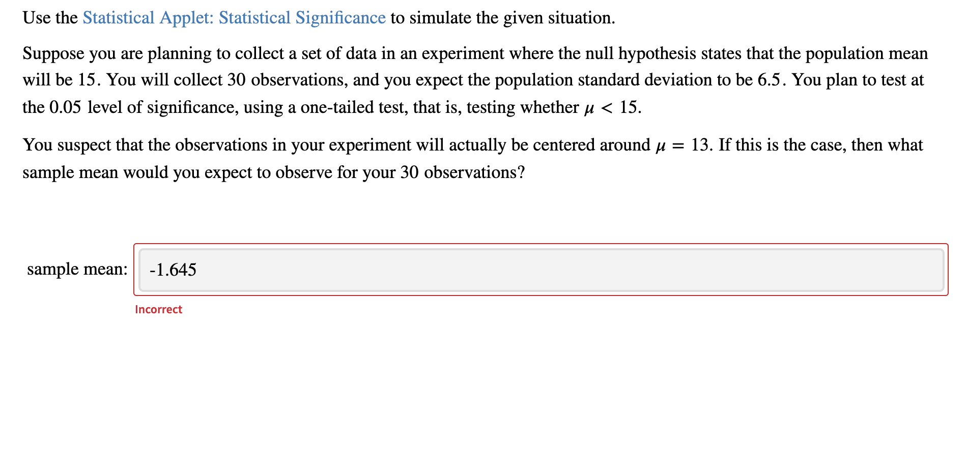 Solved Use the Statistical Applet: Statistical Significance | Chegg.com