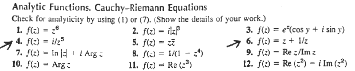 Solved Analytic Functions. Cauchy-Riemann Equations Check | Chegg.com