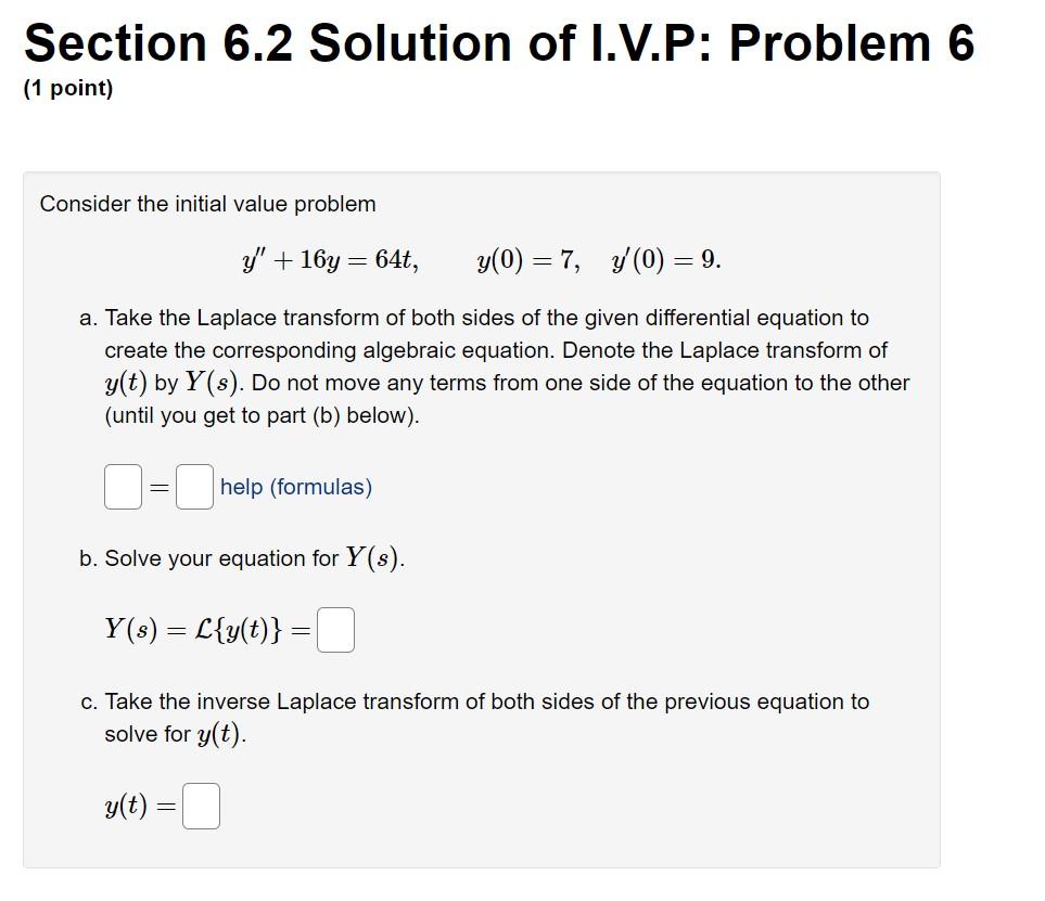 Solved Section 6 2 Solution Of I V P Problem 6 1 Point
