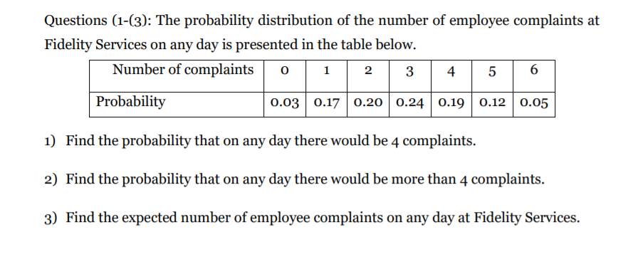 Solved Questions (1-(3): The probability distribution of the | Chegg.com