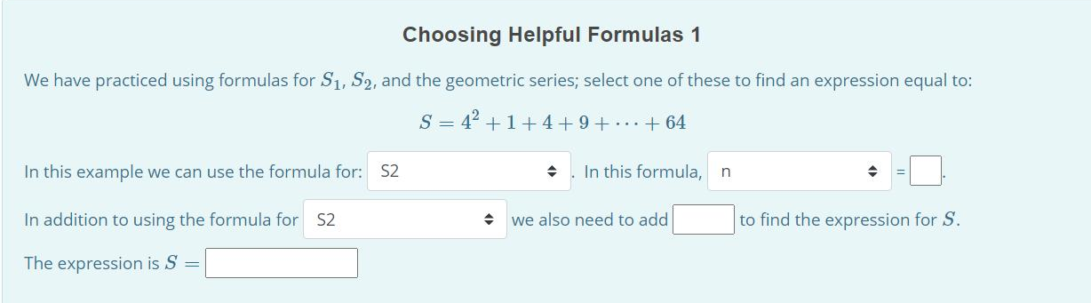Solved Choosing Helpful Formulas 1 We have practiced using | Chegg.com