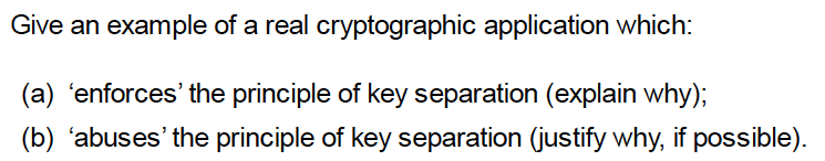 Solved Give an example of a real cryptographic application | Chegg.com