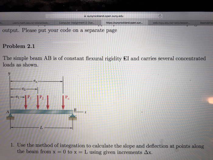 Solved Calculate the slope and deflection at points along | Chegg.com