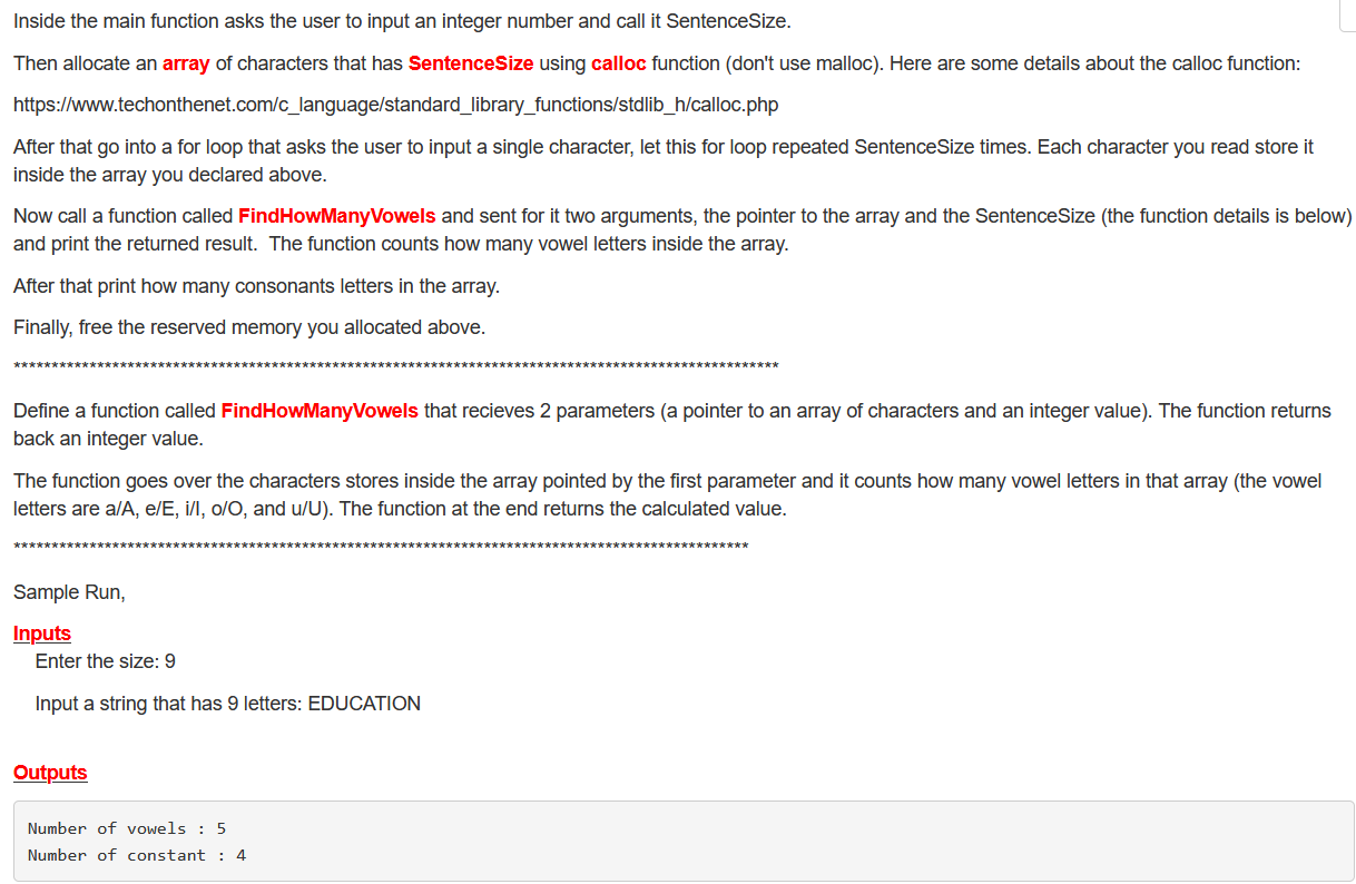 Solved Inside the main function asks the user to input an | Chegg.com