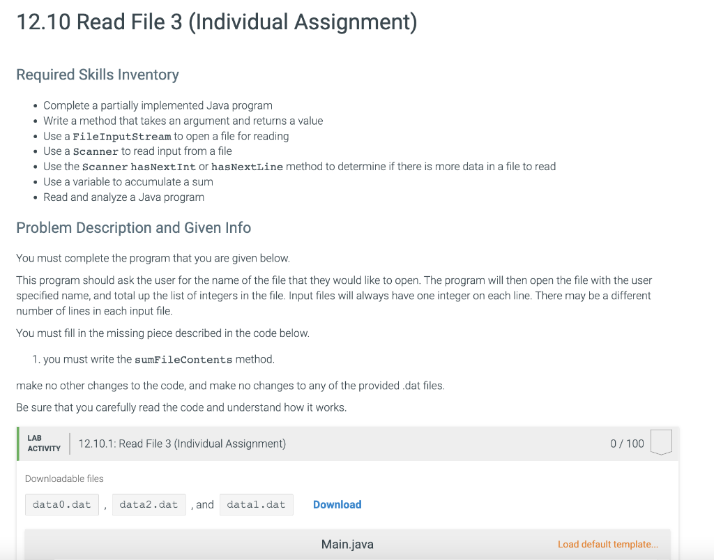Solved In Java Please! First 12.8: // This program will | Chegg.com