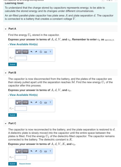 Solved Learning Goal: To understand that the charge stored | Chegg.com