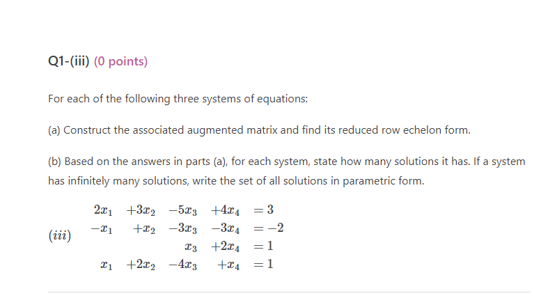 Solved For each of the following three systems of equations: | Chegg.com