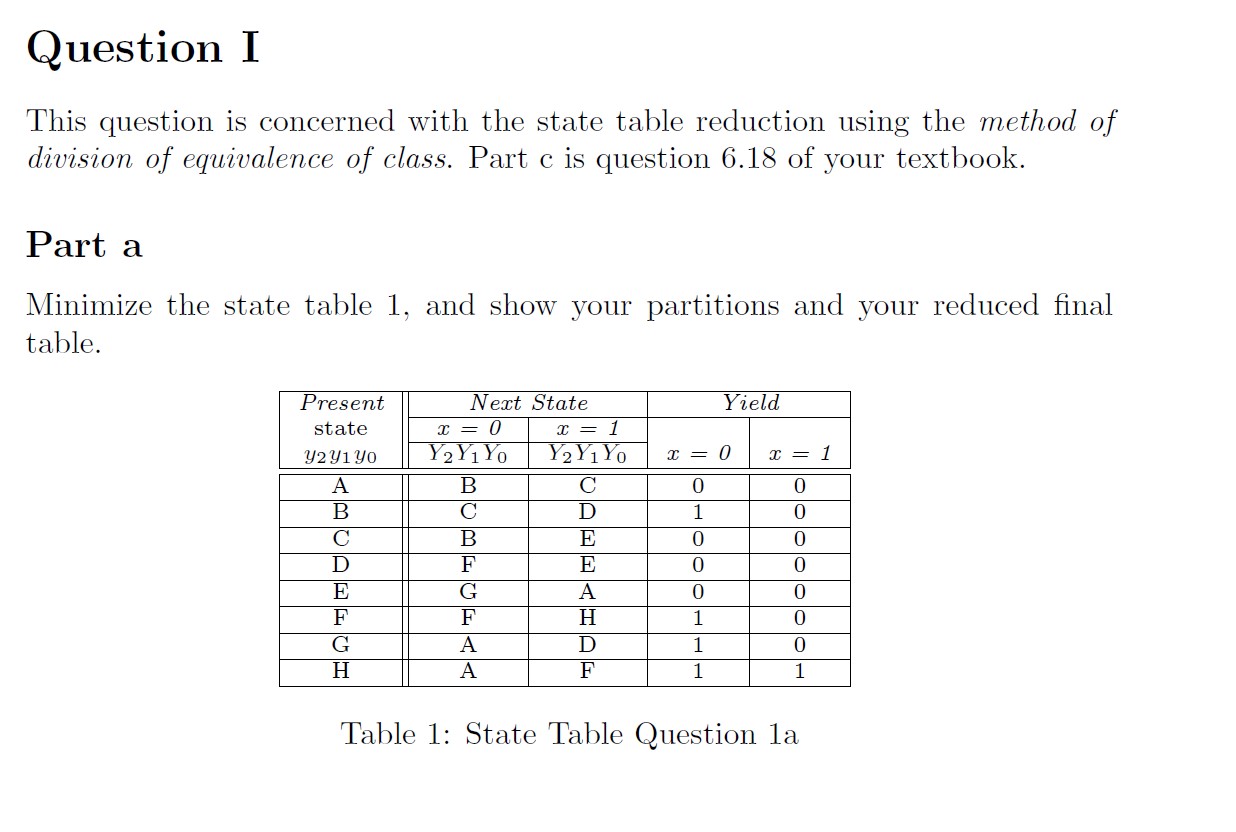 Solved This question is concerned with the state table | Chegg.com