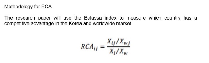 1) Using RCA formula to generate RCA result from | Chegg.com
