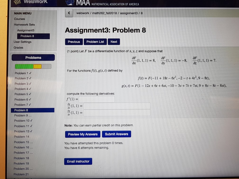 Solved WeBWorK MAA MATHEMATICAL ASSOCIATION OF AMERICA | Chegg.com
