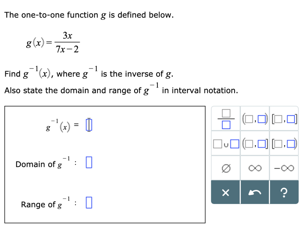 Solved The one-to-one functiong is defined below 3x g (x) - | Chegg.com