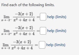 Solved Find each of the following limits. | Chegg.com