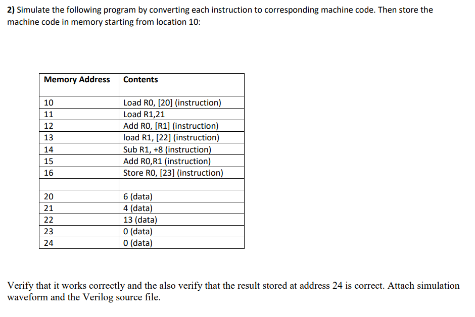 Solved 2) Simulate the following program by converting each | Chegg.com