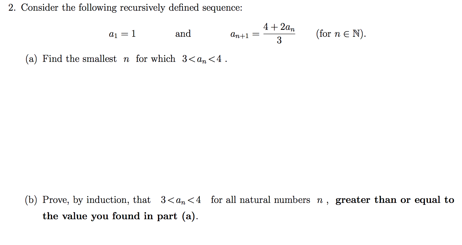 Solved 2. Consider the following recursively defined | Chegg.com Solved 2. Consider the following recursively defined | Chegg.com