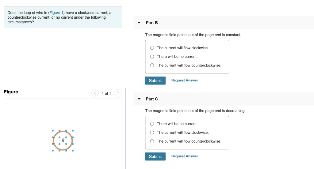 Solved Does the loop of wire in (Figure 1) have a clockwise | Chegg.com