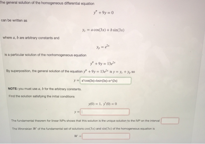 Solved The general solution of the homogeneous differential | Chegg.com