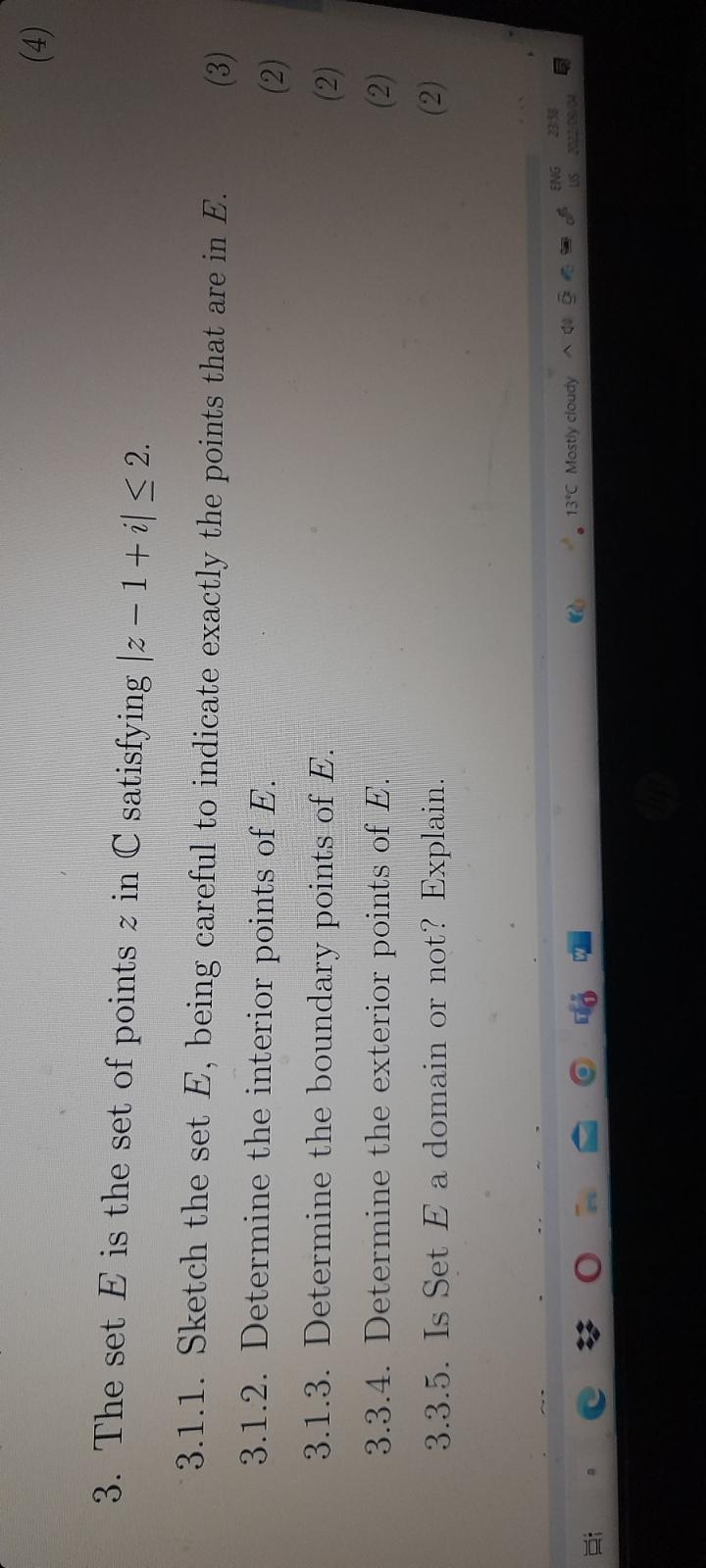 Solved 3. The set E is the set of points z in C satisfying | Chegg.com