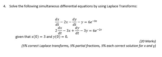 Solved Solve the following simultaneous differential | Chegg.com