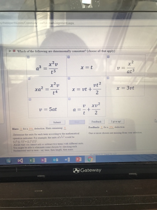 Solved Which of the following are dimensionally consistent? | Chegg.com