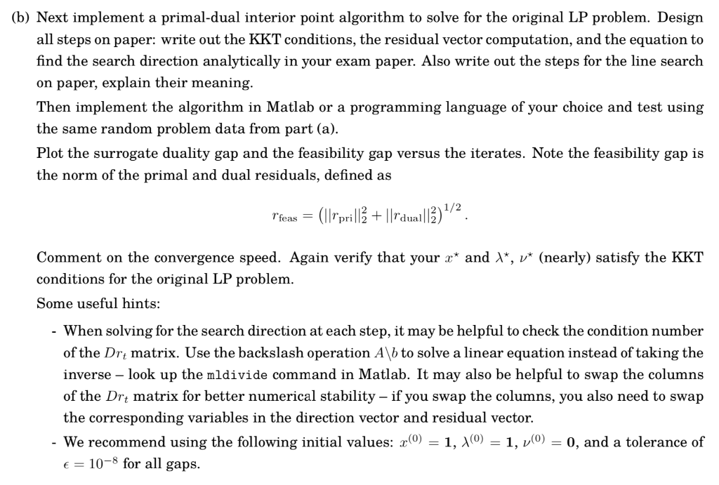 Solved Standard form LP interior-point method. In the | Chegg.com