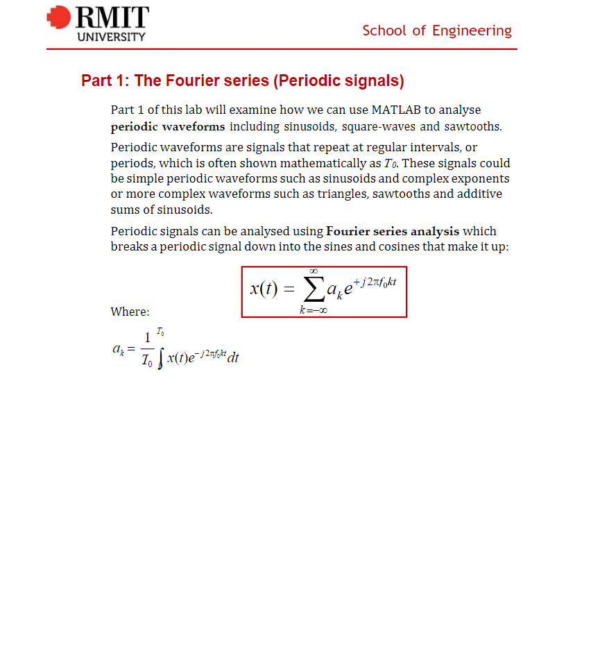 Solved 1: The Fourier series (Periodic signals) Part 1 of | Chegg.com