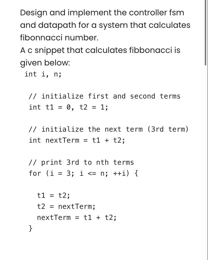 Solved Design and implement the controller fsm and datapath | Chegg.com