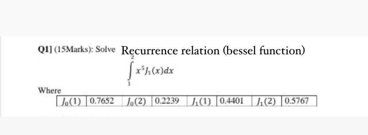 Solved Q1] (15Marks): Solve Recurrence relation (bessel | Chegg.com