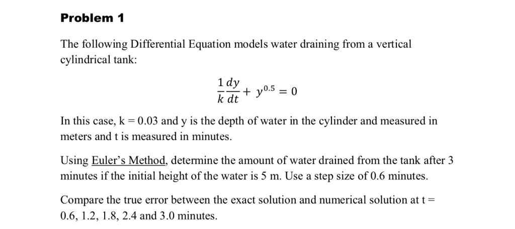 Solved Problem1 The following Differential Equation models | Chegg.com