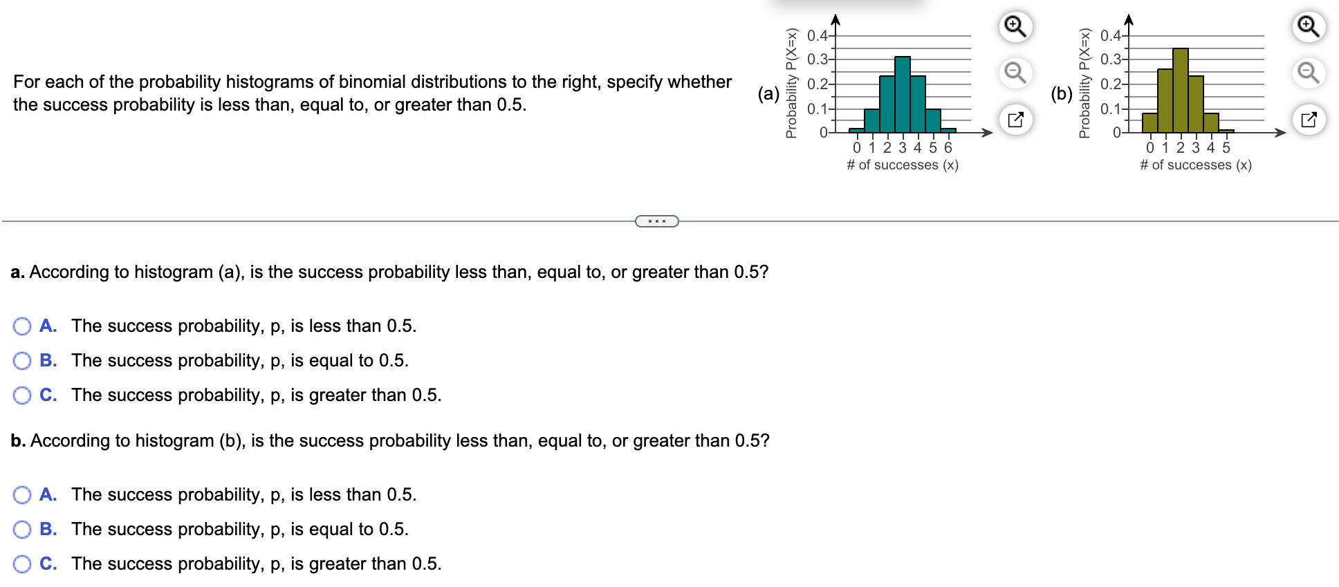 [Solved]: For each of the probability histograms of binomi