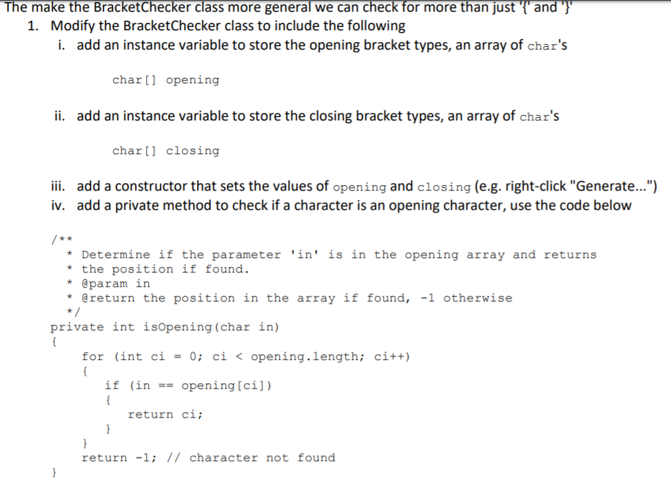 Solved The make the BracketChecker class more general we can | Chegg.com