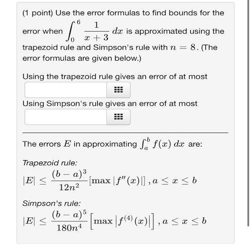Solved 1 Point Use The Error Formulas To Find Bounds For 