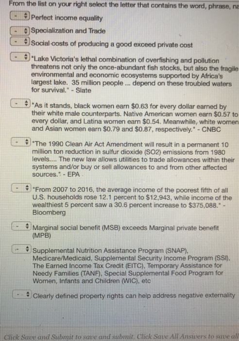 Solved From the list on your right select the letter that | Chegg.com