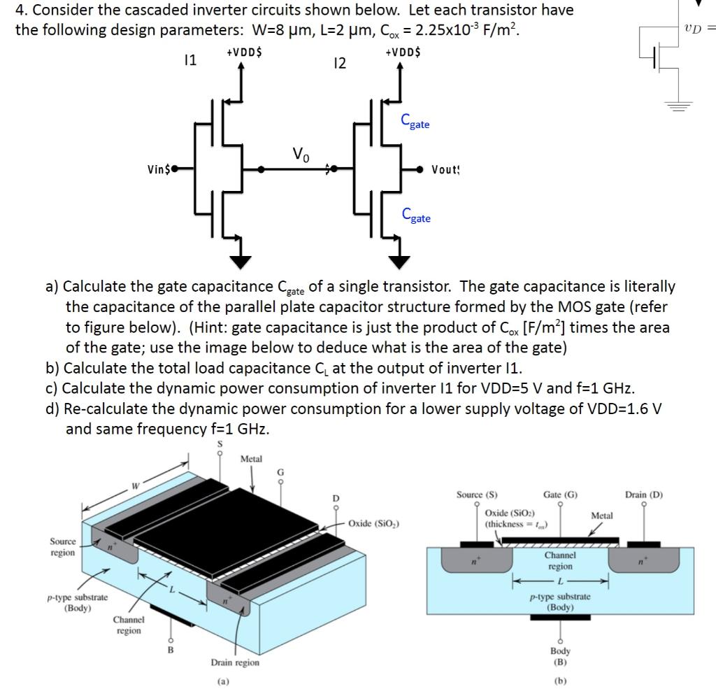 Solved UD = 4. Consider the cascaded inverter circuits shown | Chegg.com