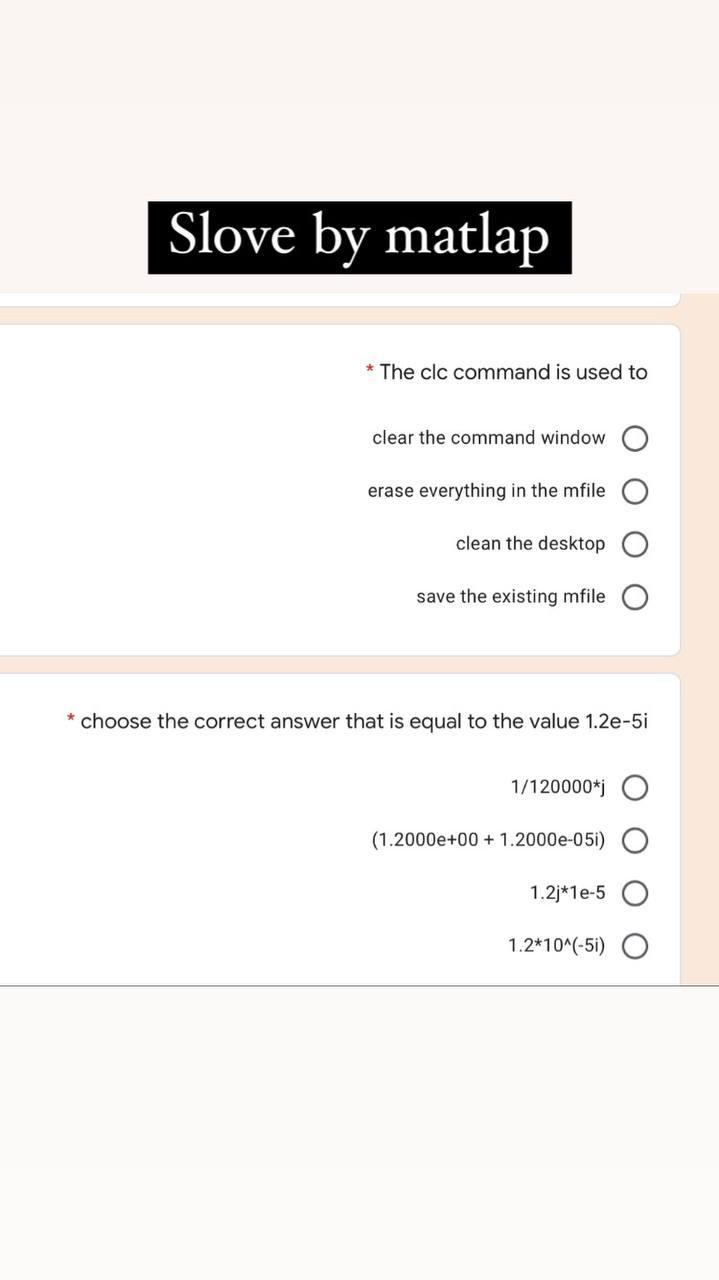 Solved Slove by matlap * The clc command is used to clear | Chegg.com