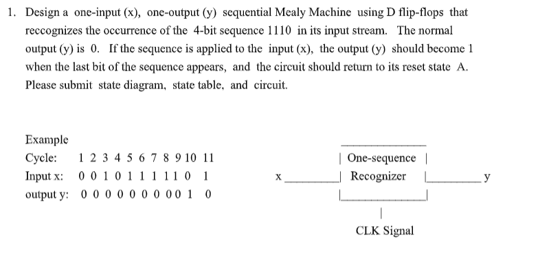 Solved Design a one-input (x), one-output (y) sequential | Chegg.com