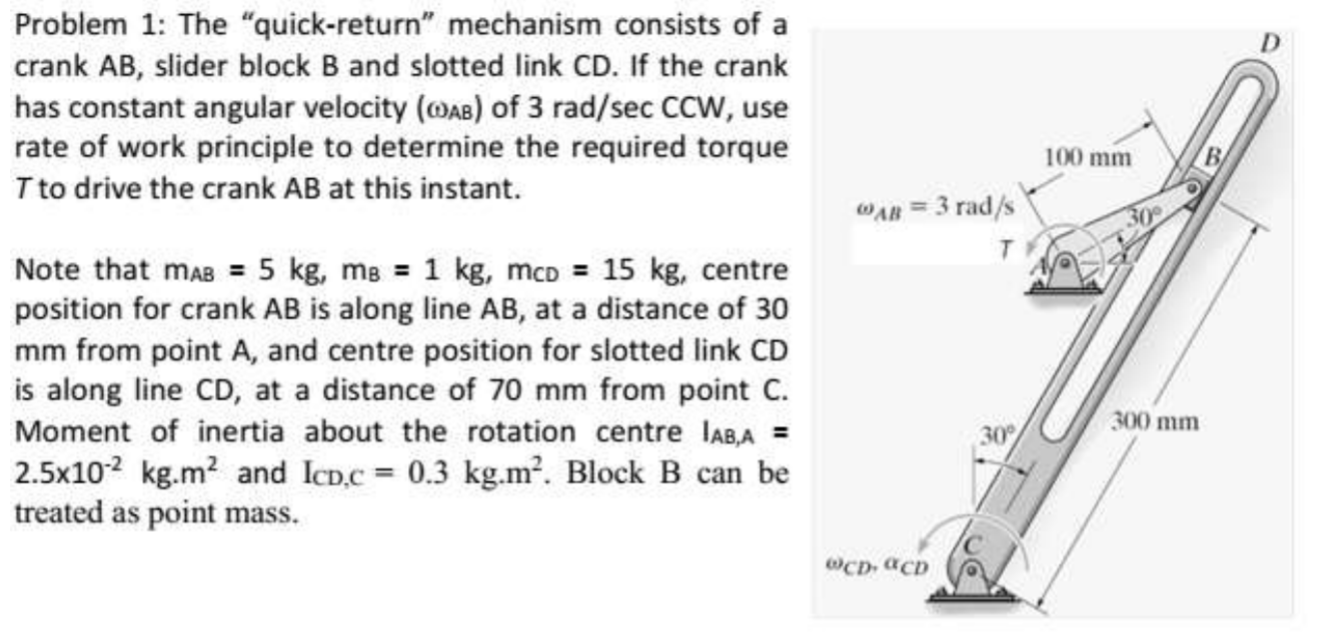Problem 1: The "quick-return" mechanism consists of a | Chegg.com