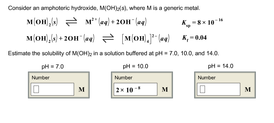 Solved Consider an amphoteric hydroxide, M(OH)2(s), where M | Chegg.com