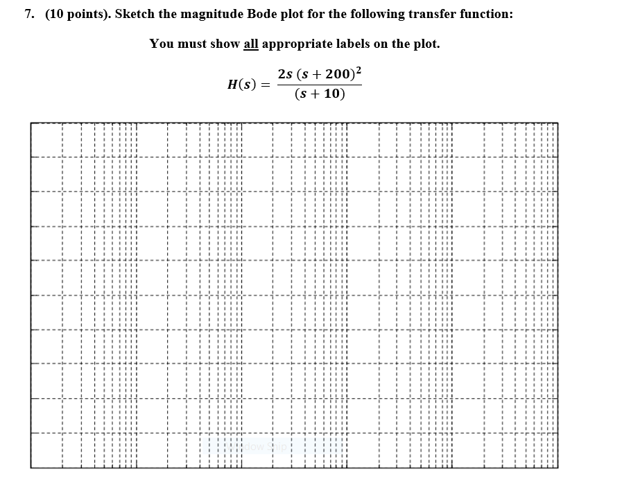 Solved 7. (10 points). Sketch the magnitude Bode plot for | Chegg.com